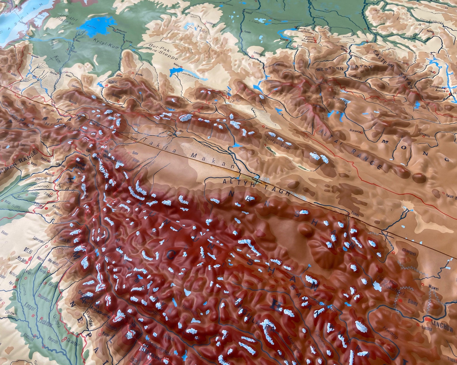 Vintage Relief Map EURASIA Map Asia Middle East Europe - Etsy