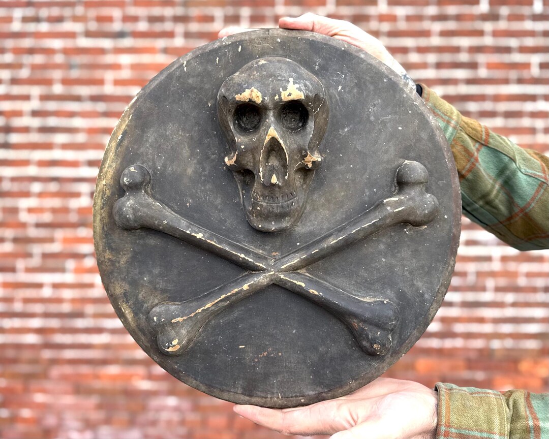 Antique Odd Fellows Sign: Circa 1880s Skull & Crossbones Plaque, Wood ...