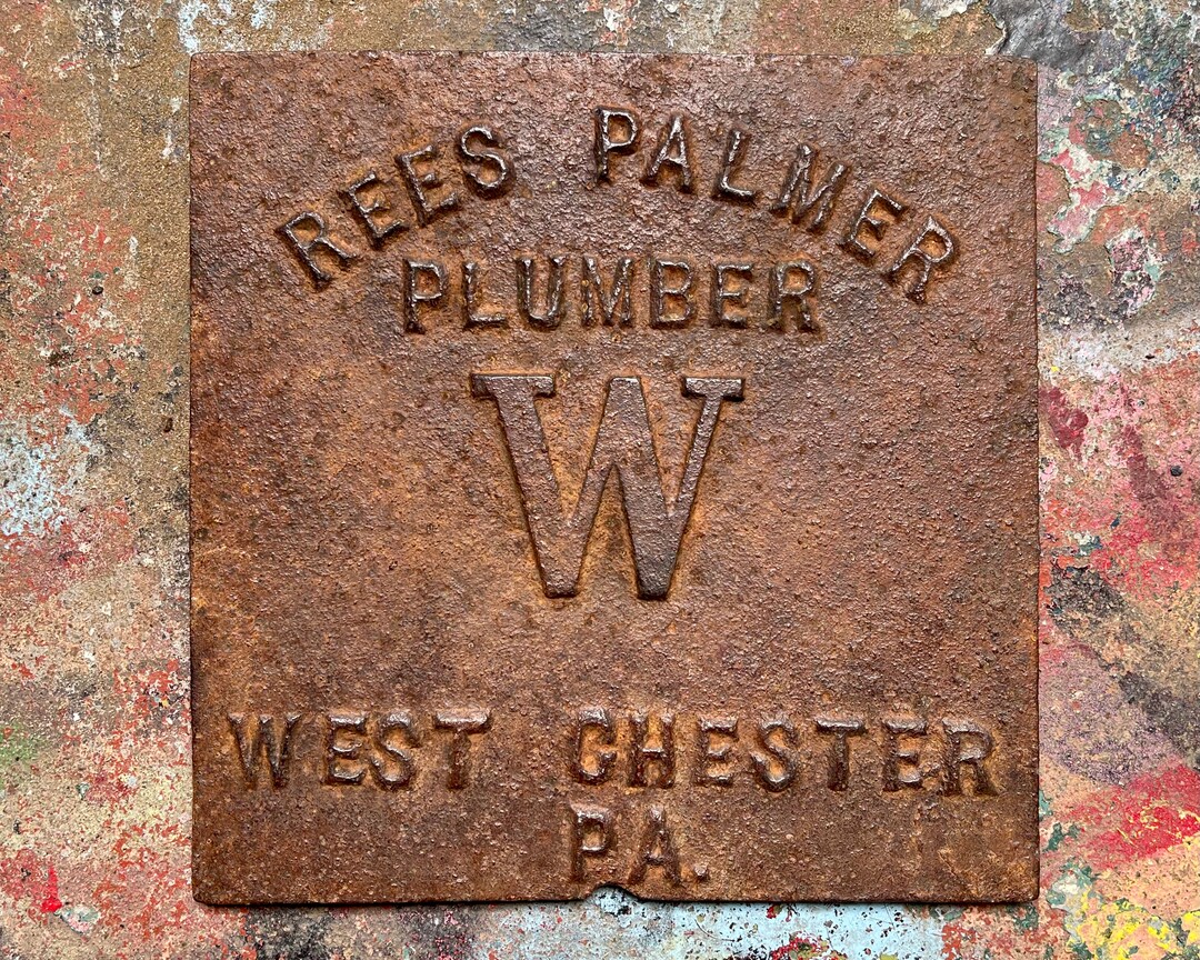 Rees Palmer Plumber West Chester Cast Iron Advertising Sidewalk Marker ...