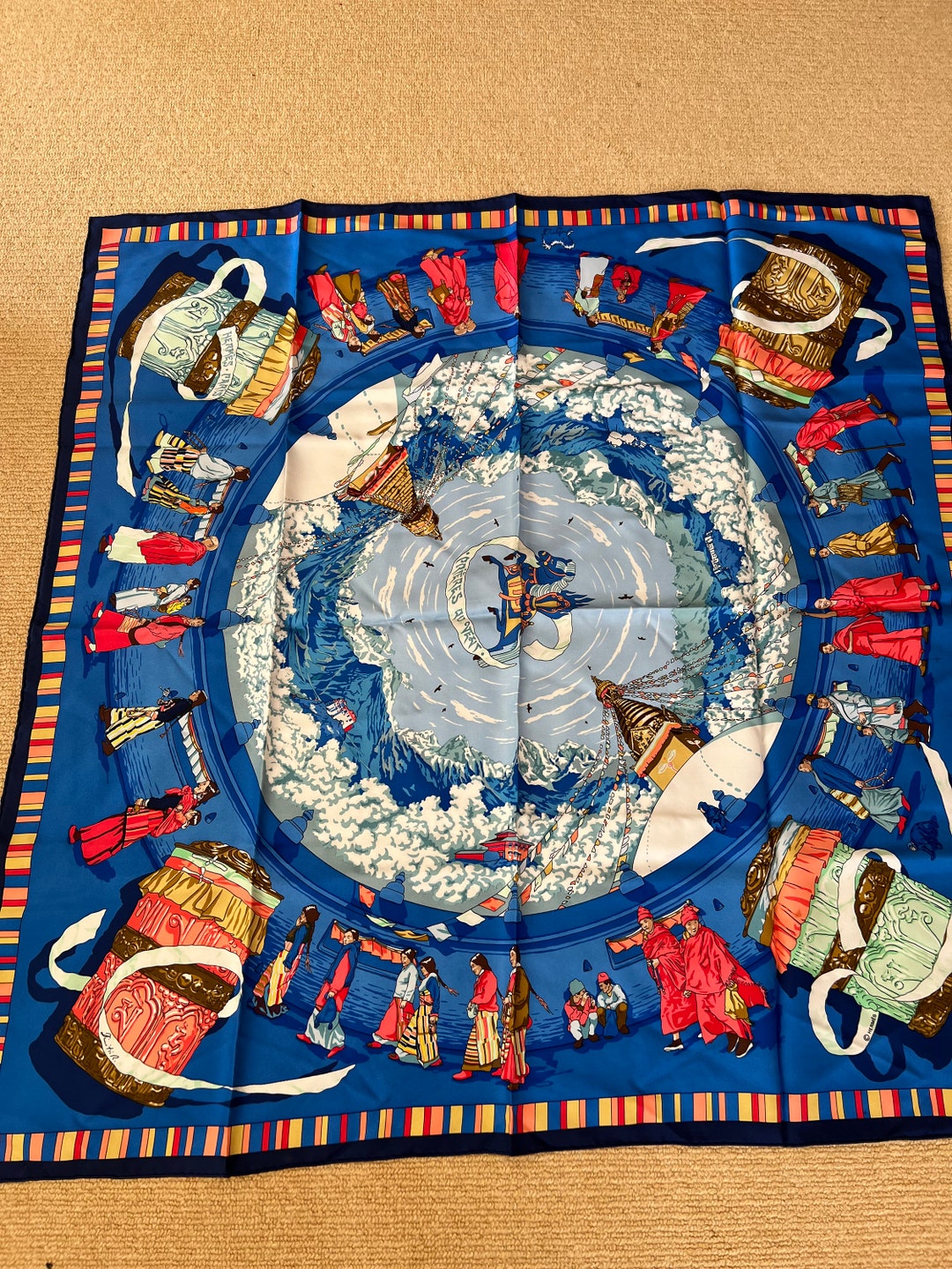 Vintage Hermes Blue Silk Scarf - Etsy