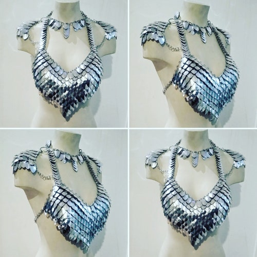 Silver Scalemail Chainmail Bikini Top Necklace Harness - Etsy