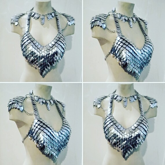 Silver Scalemail Chainmail Bikini Top Necklace Harness - Etsy