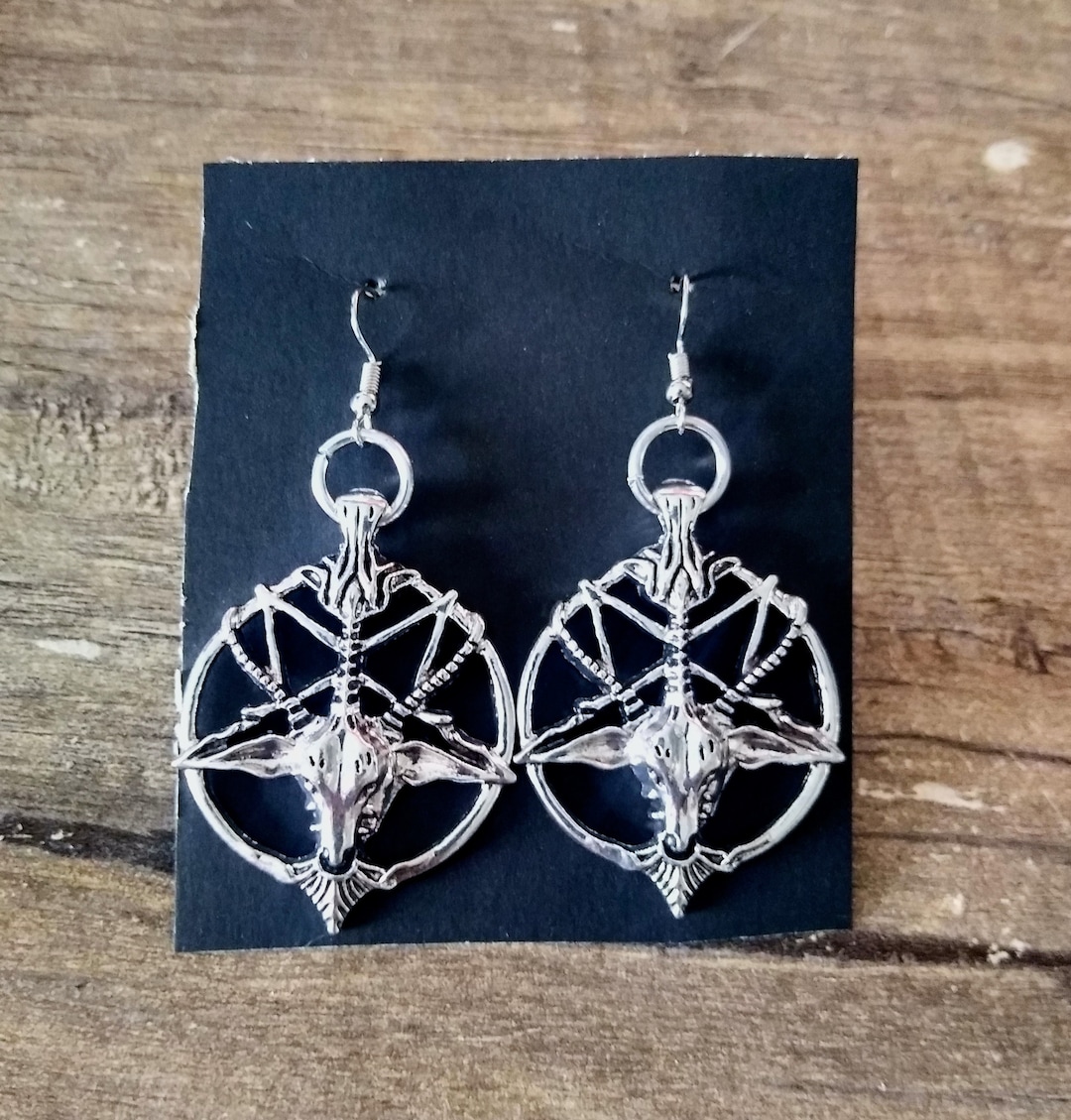 Witchcraft Pentagram Earrings Satanic Metal Jewelry - Etsy