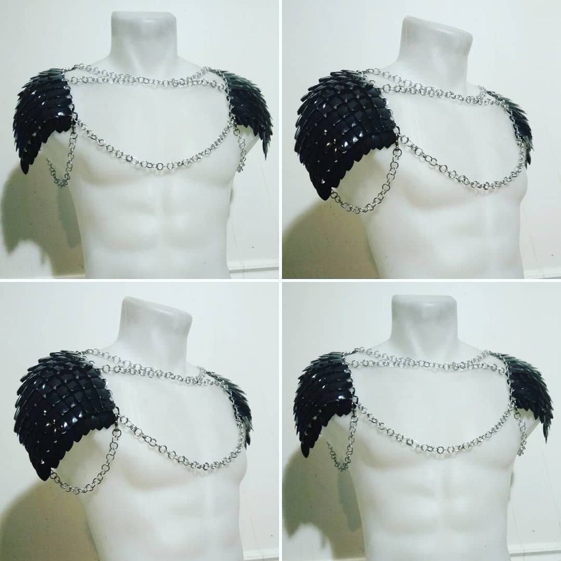 Silver Scalemail Chainmail Harness Shoulder Pauldrons - Etsy Canada