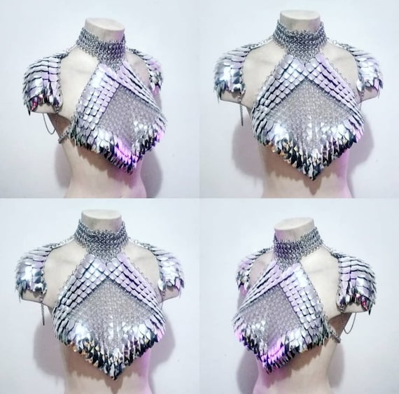 Scalemail and Chainmail Harness silver Mirror ONE OF A | Etsy Canada