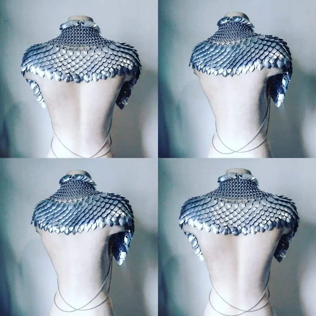 Silver Scalemail Chainmail Harness Shoulder Pauldrons Shroud - Etsy
