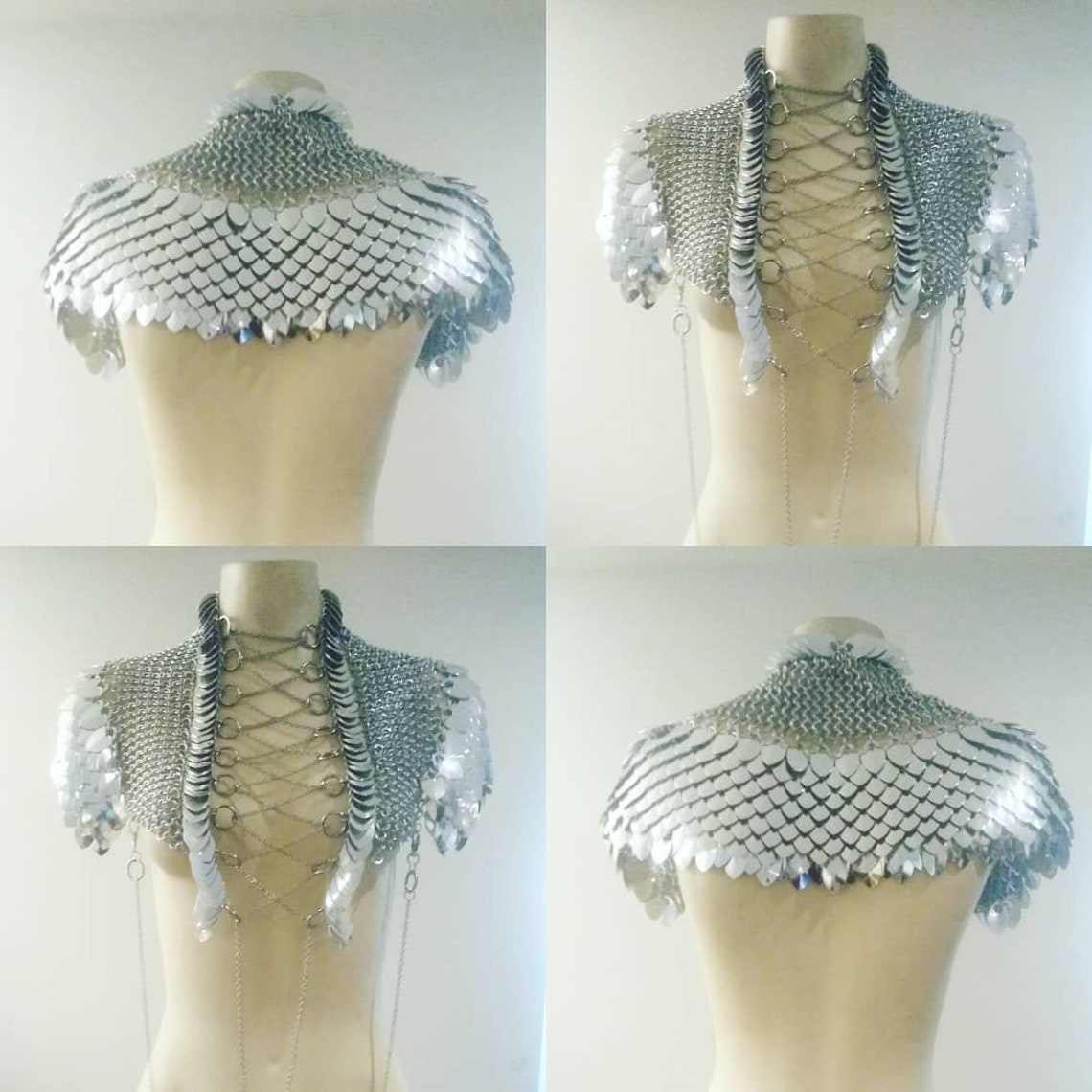 Silver Scalemail Chainmail Harness Shoulder Pauldrons Shroud - Etsy