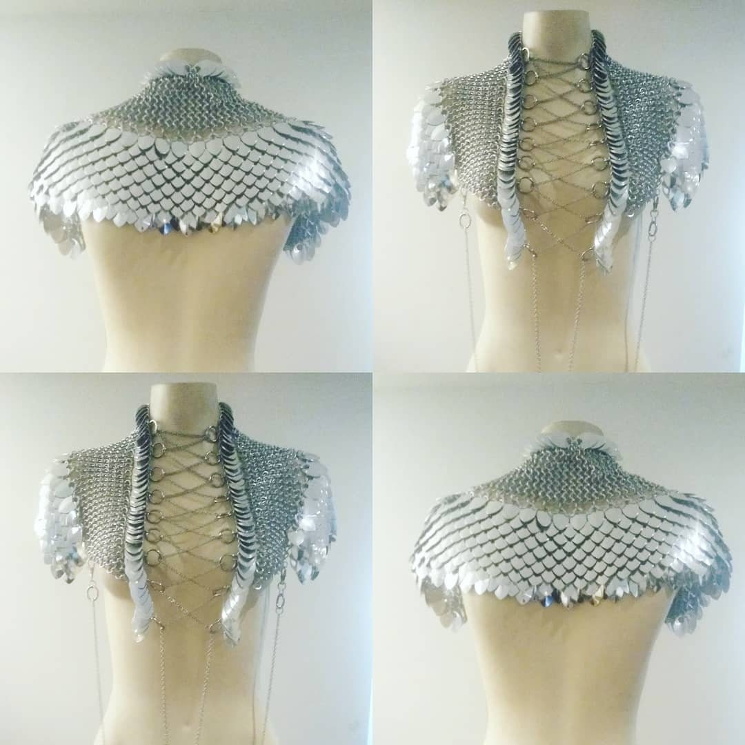 Silver Scalemail Chainmail Harness Shoulder Pauldrons Shroud | Etsy Canada