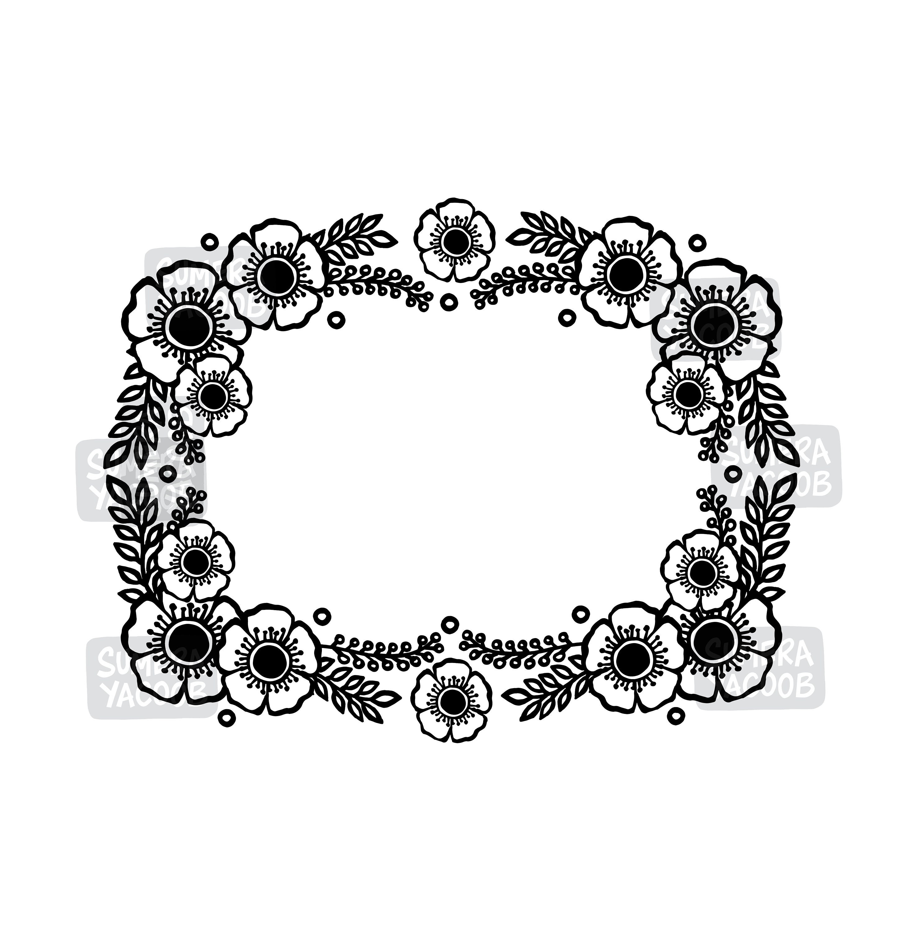 Flower Frame Svg - Etsy