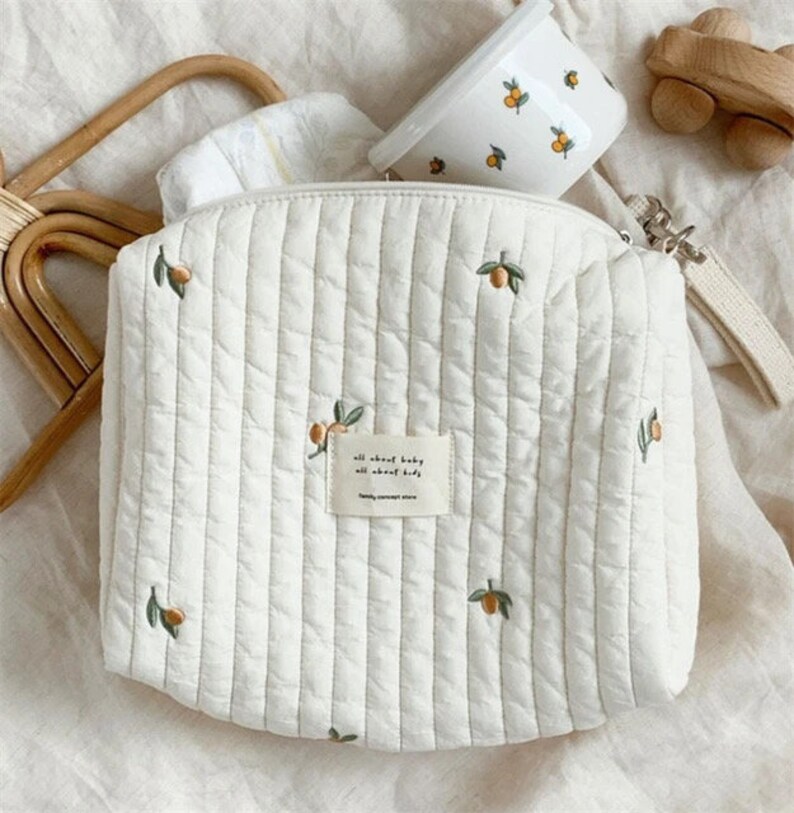 Quilted Mini Baby Nappy Bag With Pretty Embroidery - Etsy