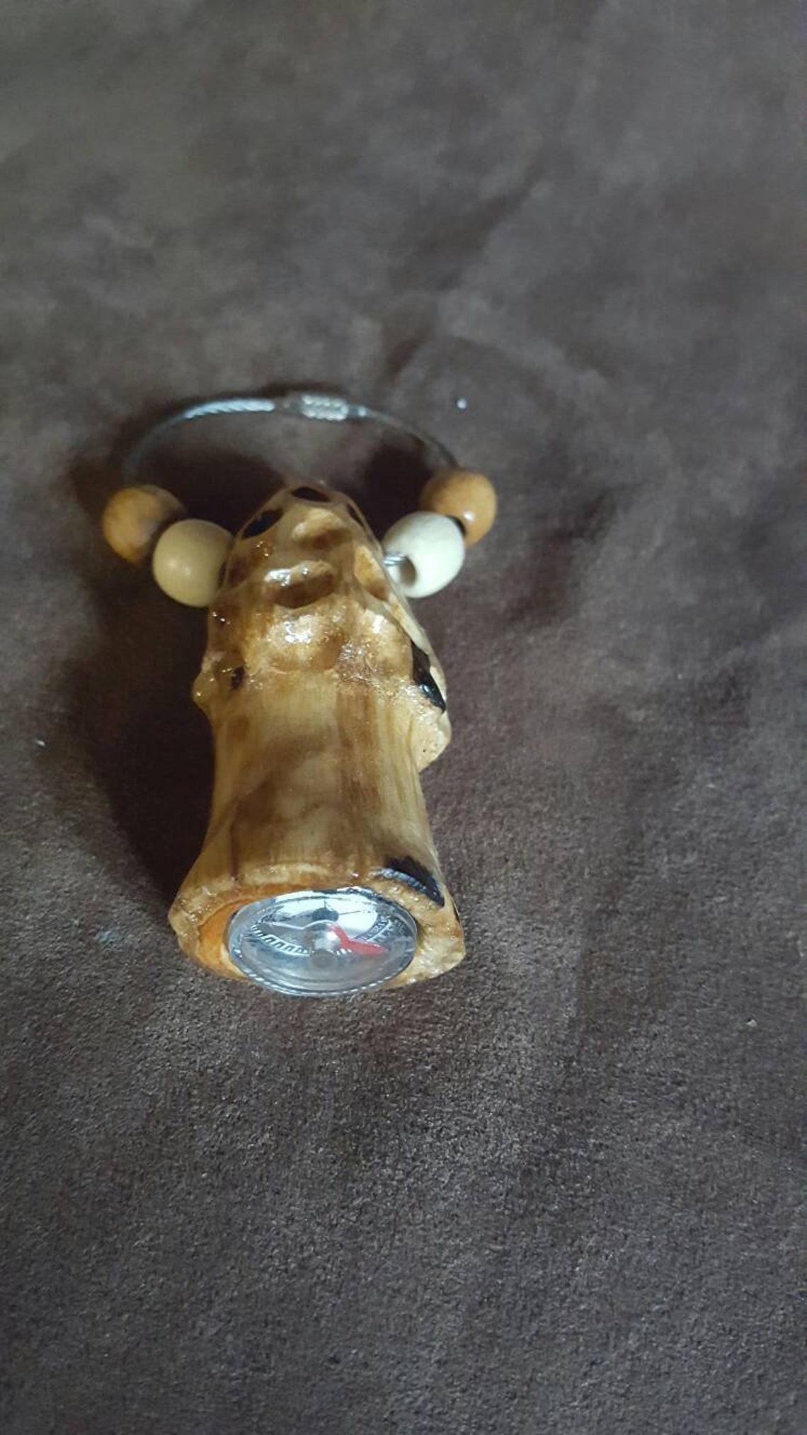 Handcarved Morel Mushroom Compass Keychain - Etsy