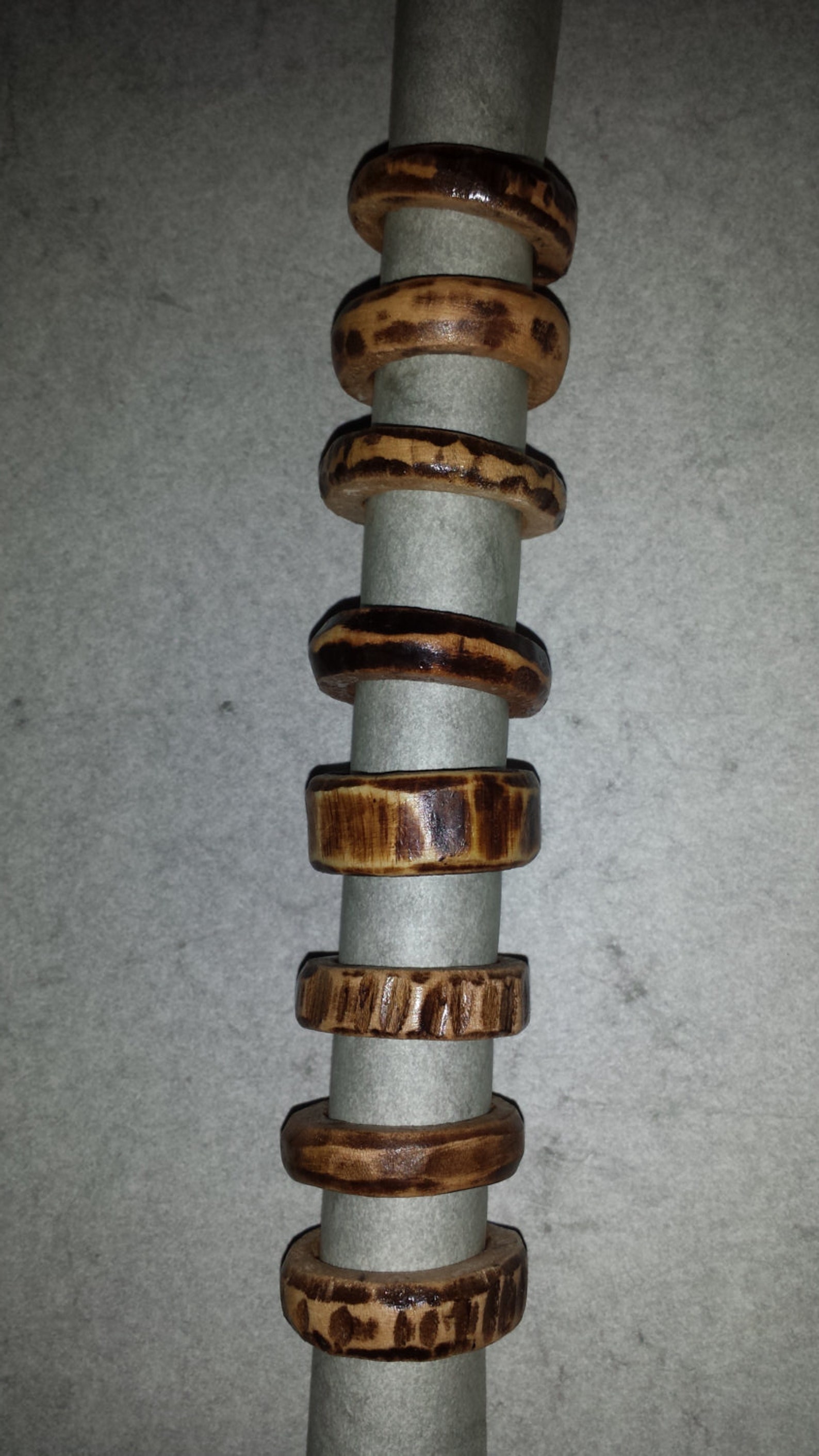 Rustic Wood Charred Design Band Rings Any Size | Etsy