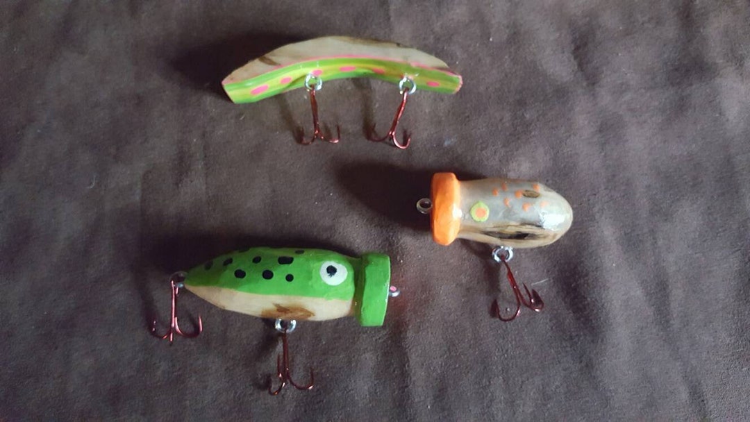 Hand Carved Painted Fishing Lures - Etsy