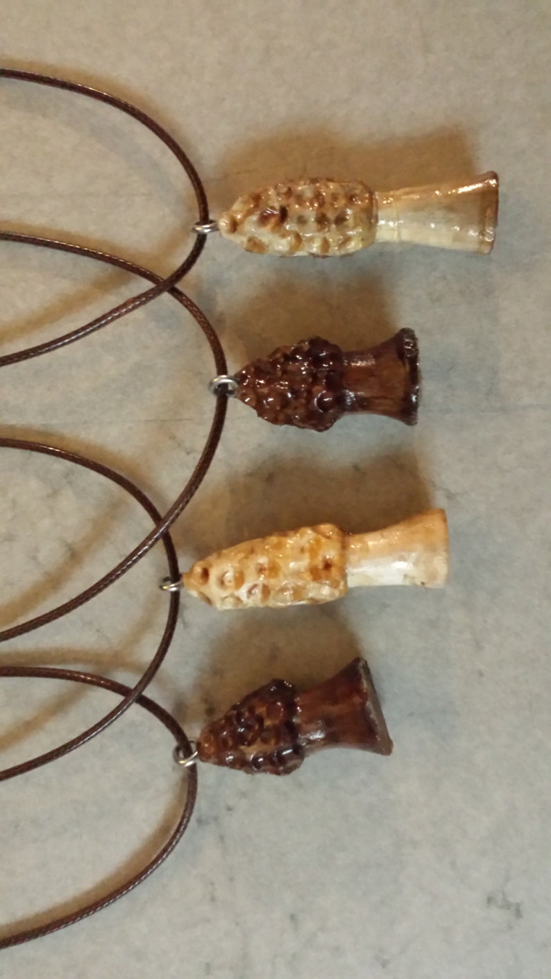 Handcarved Morel Mushroom Pendant on Cord Necklace | Etsy