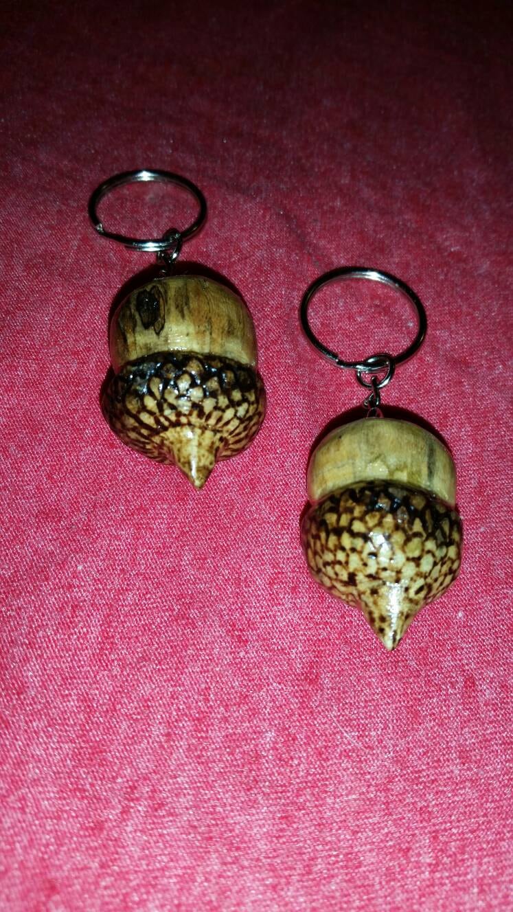 Handcarved Wood Acorn Keychain - Etsy Singapore