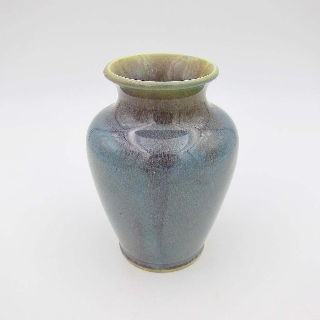 Art Pottery Vase With Glossy Glaze of Blue Green and Purple - Etsy