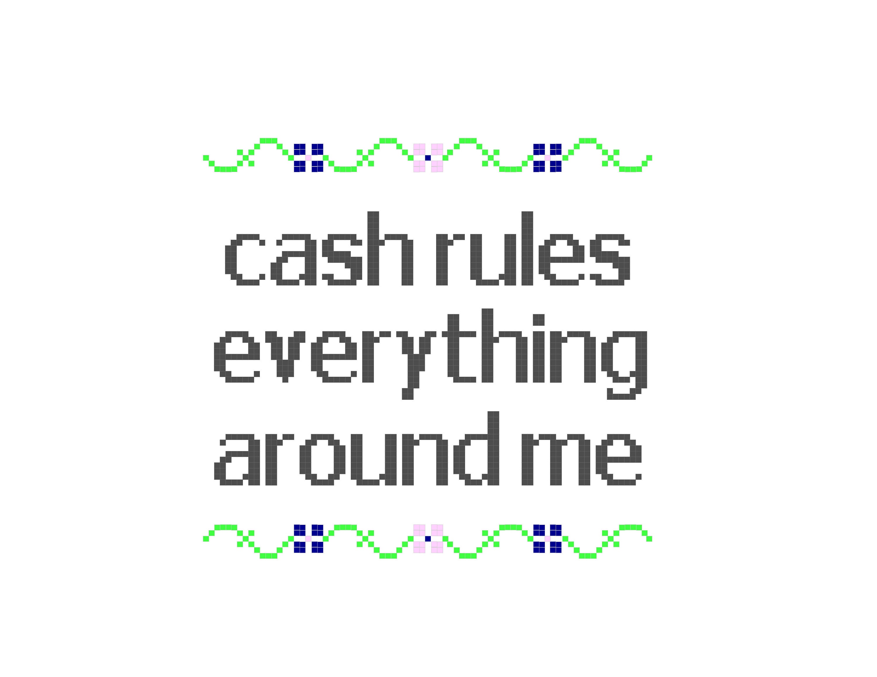 Cash Rules Everything Around Me CROSS STITCH Kits and Pillows 8 X 10 ...