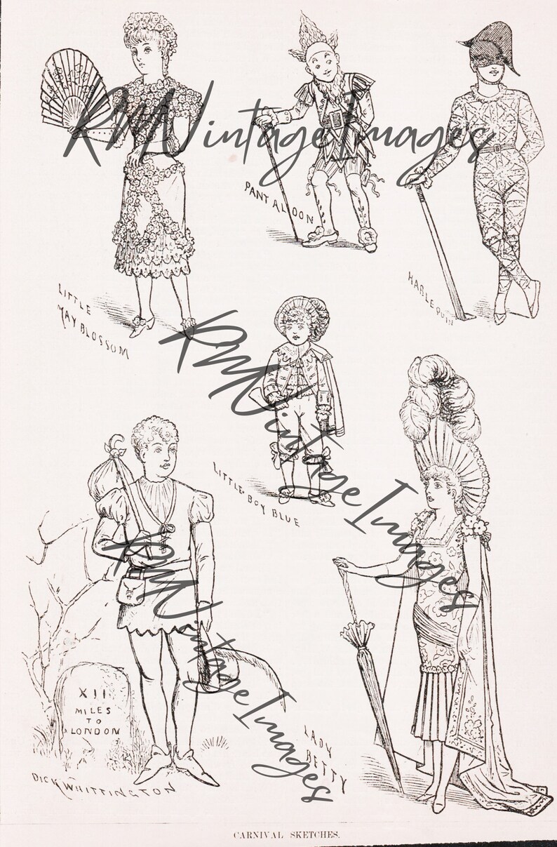 Carnival Sketches Costumes Fashion Jester Illustration Drawing