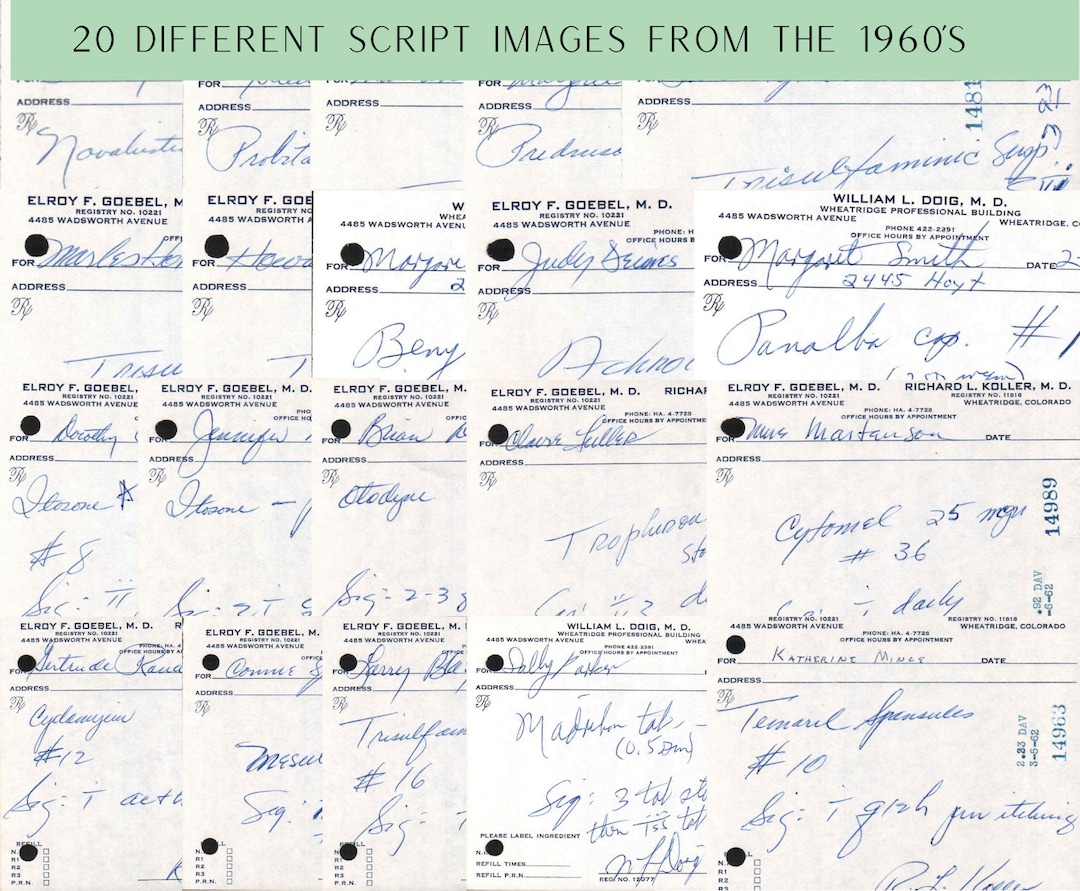 1960's Prescription Script Images Medical for Junk Journals ...