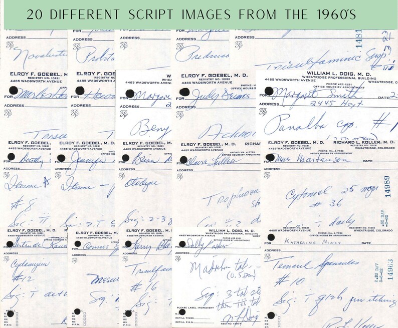 1960's Prescription Script Images Medical for Junk Journals ...