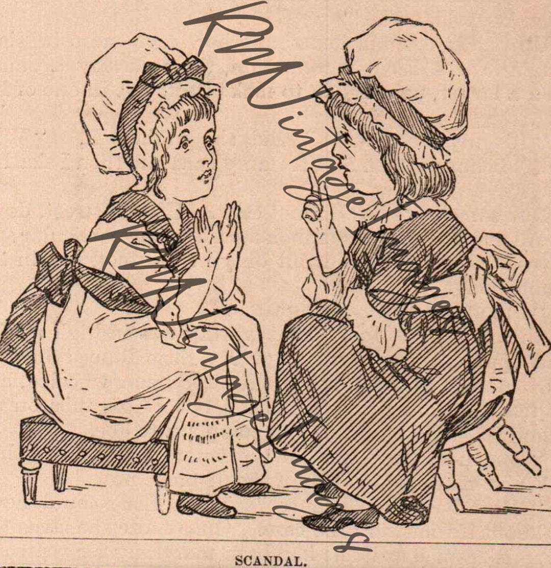Scandal Cute Girls Women Gossiping Illustration Drawing Victorian Era ...