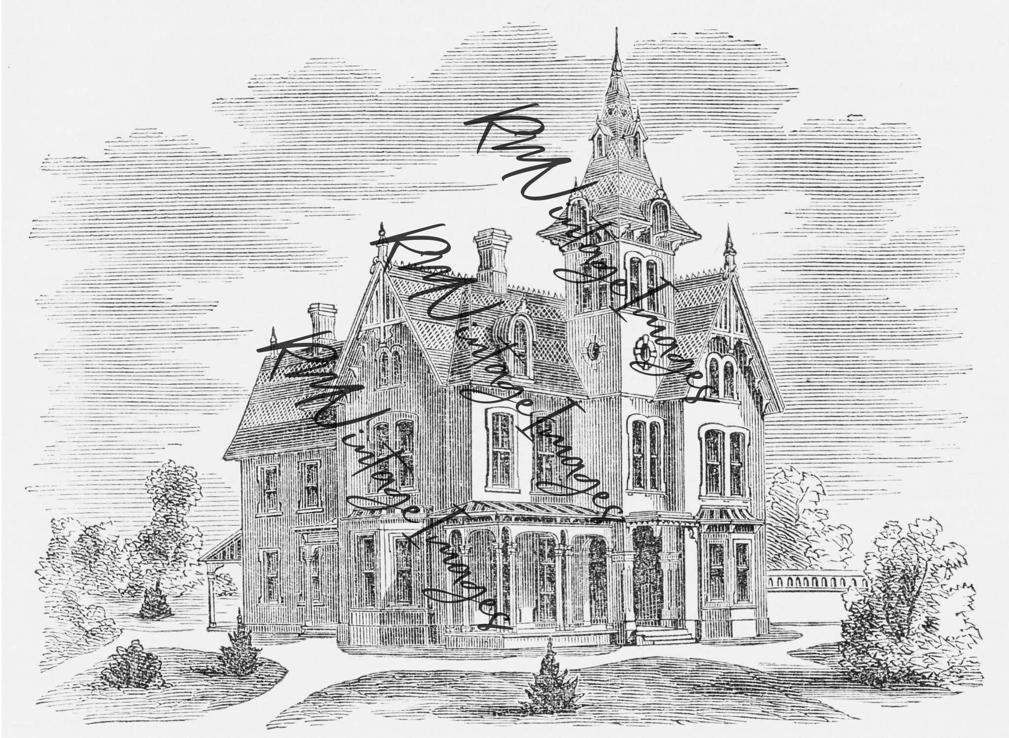 Victorian Era Elegance House Home Exquisite Illustration Drawing 1880's ...