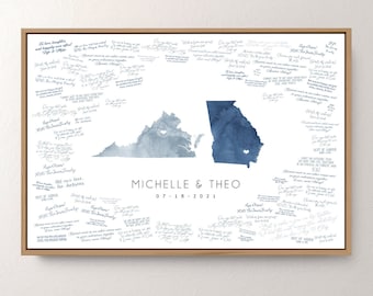 Wedding GUESTBOOK Alternative Virginia State Map Guest | Etsy