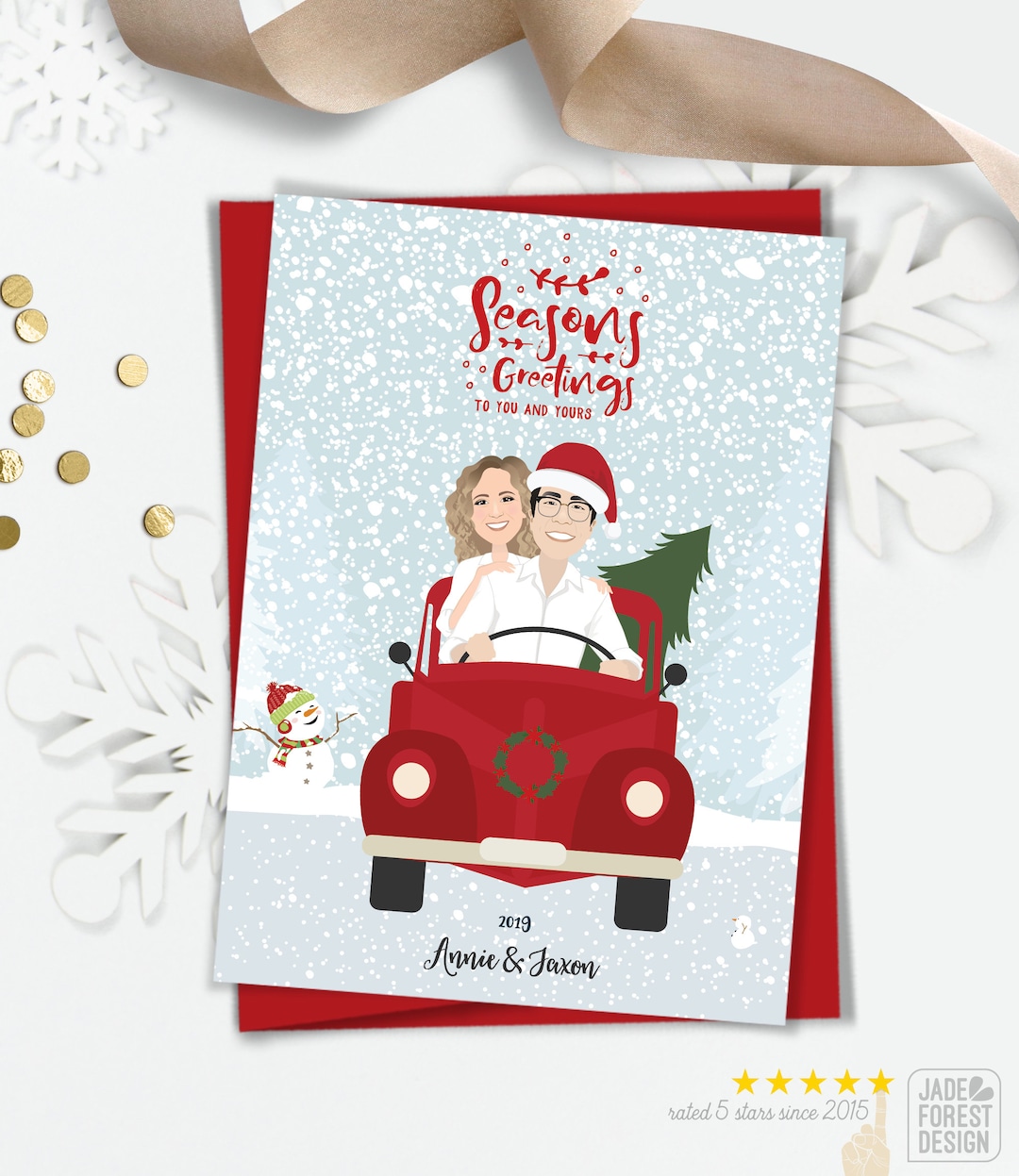 Custom Couple Portrait Christmas Card > Christmas Tree Truck Holiday ...