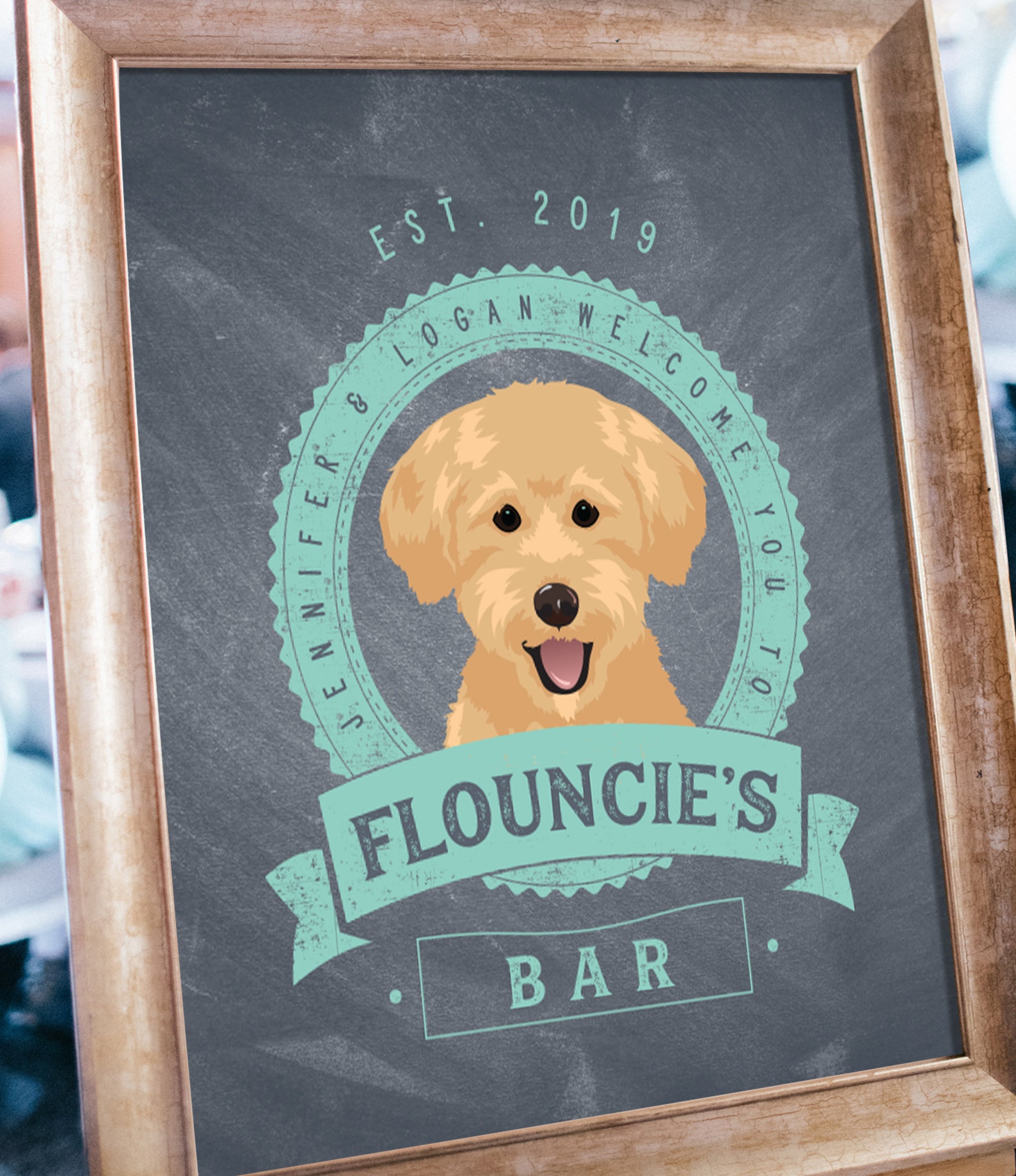 Pet Bar Print > Custom Dog Portrait With Personalized Logo for Wedding ...