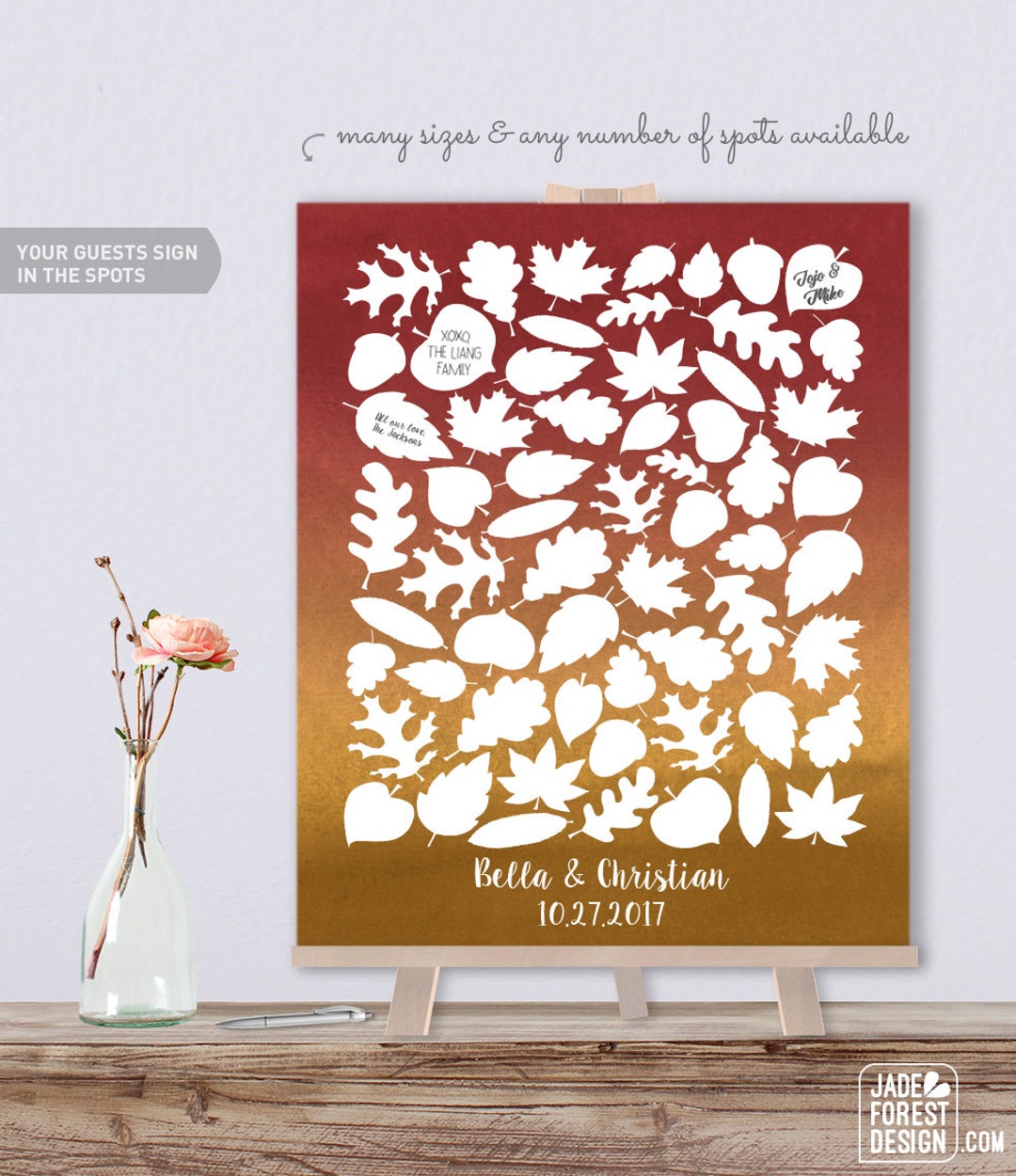 Fall Wedding Guest Book Alternative / Fall Leaves, Maple Leaf, Woodland ...