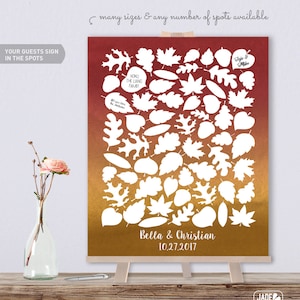 Fall Wedding Guest Book Alternative / Fall Leaves, Maple Leaf, Woodland ...