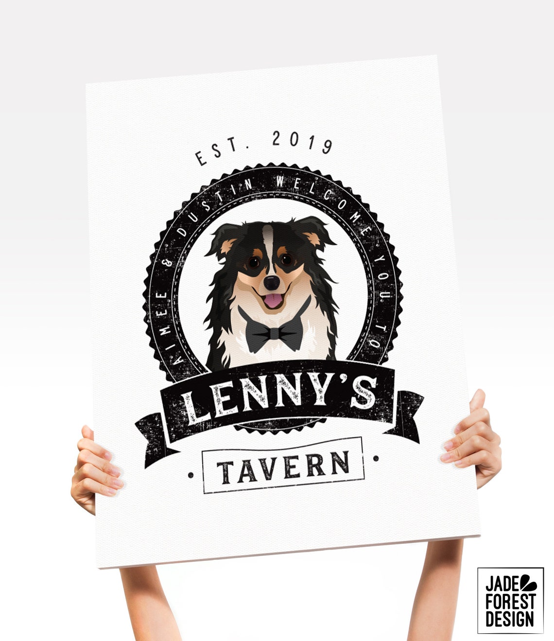 Pet Bar Print > Custom Dog Portrait With Personalized Logo for Wedding ...