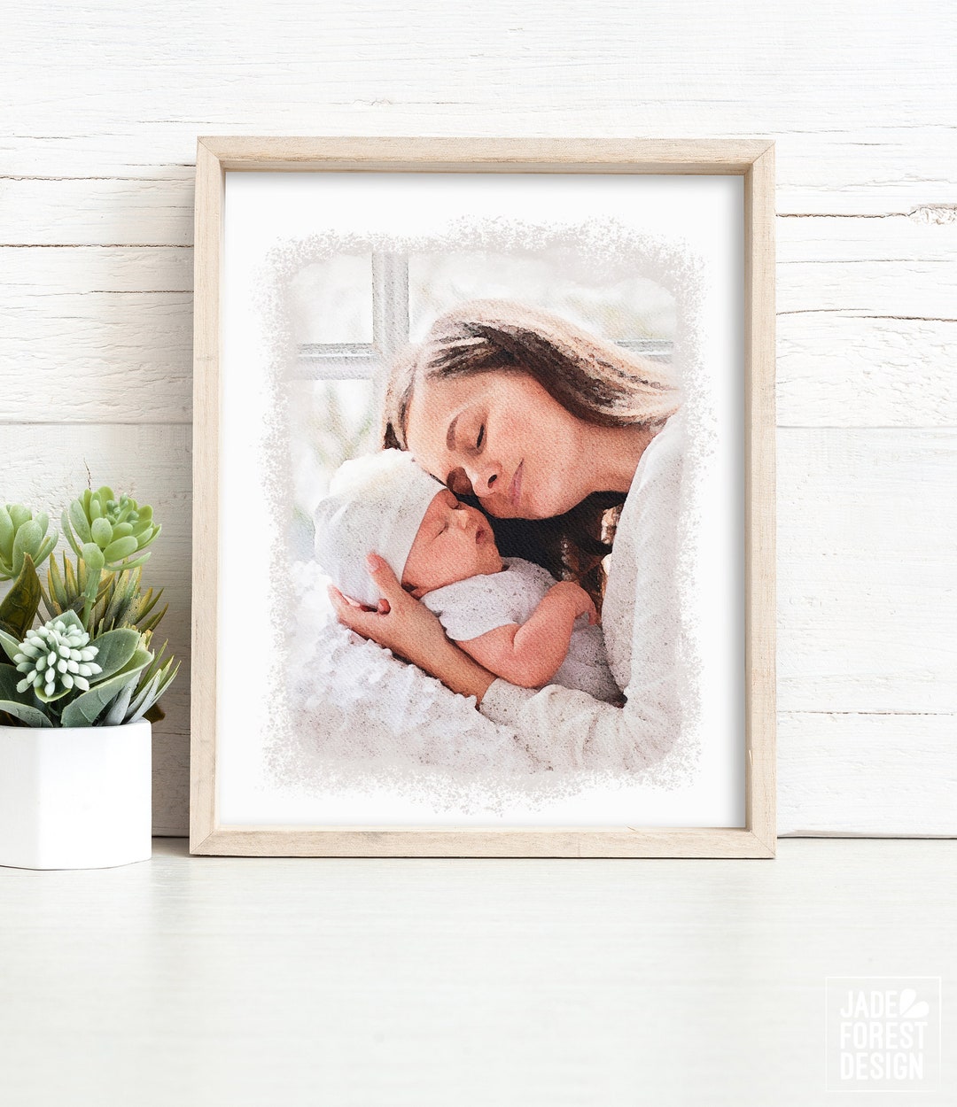 Custom Digital Portrait From Photo, Gift for Mothers Day, Mom and Baby ...
