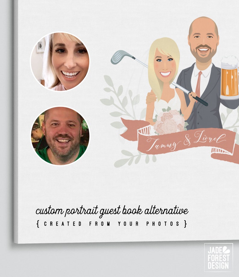 Guest Book Alternative Cartoon Portrait With Beer Mug and - Etsy