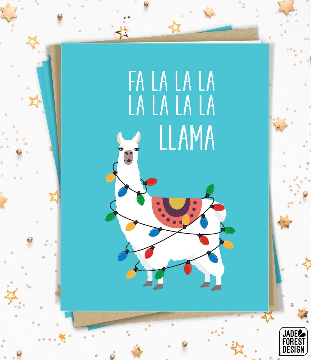 Llama Christmas Card Set Funny Notecard Set of 15 Cards with | Etsy