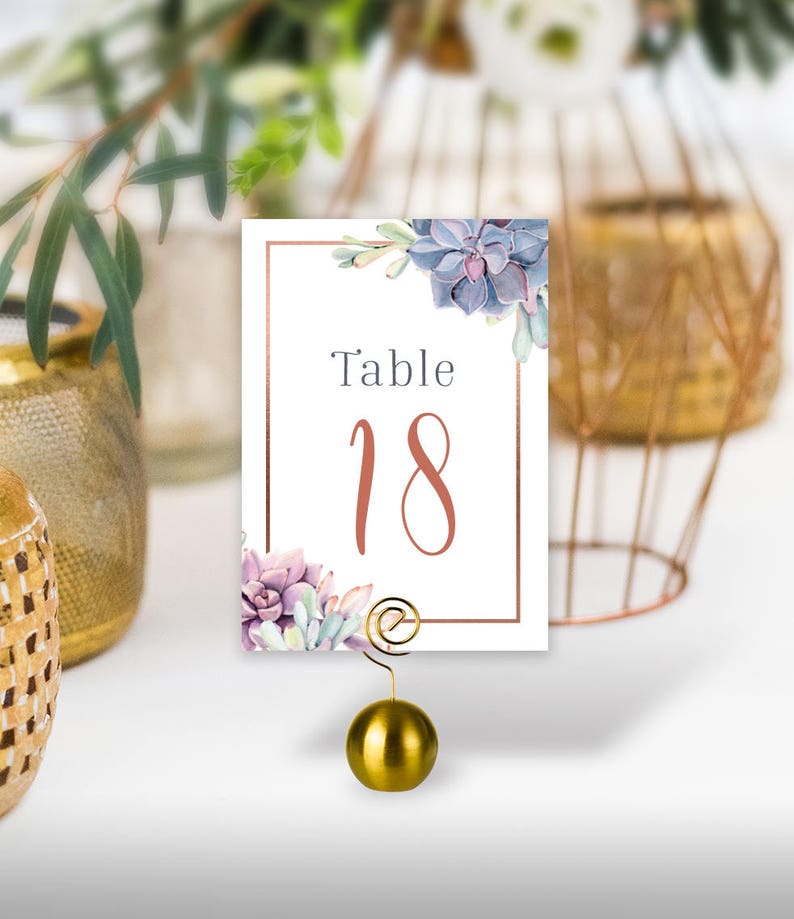 Succulent Table Numbers Wedding Table Name for Gold Geometric | Etsy
