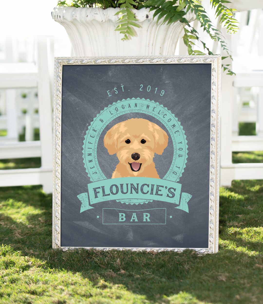 Pet Bar Print > Custom Dog Portrait With Personalized Logo for Wedding ...