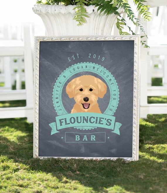 Pet Bar Print Custom Dog Portrait With Personalized Logo | Etsy