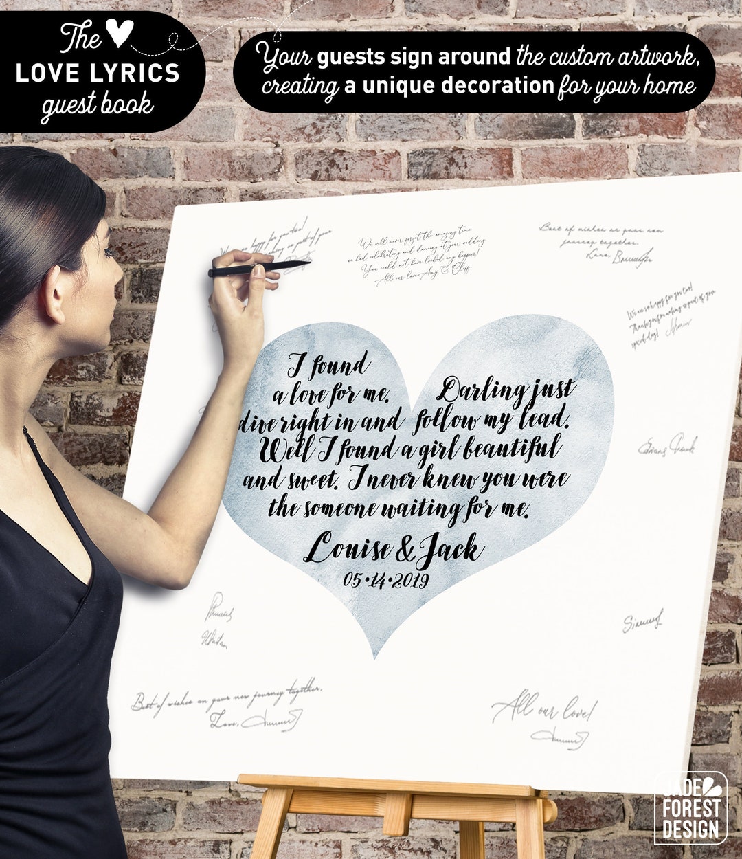 Wedding Guest Book Alternative > Wedding Song Lyrics on Dusty Blue ...
