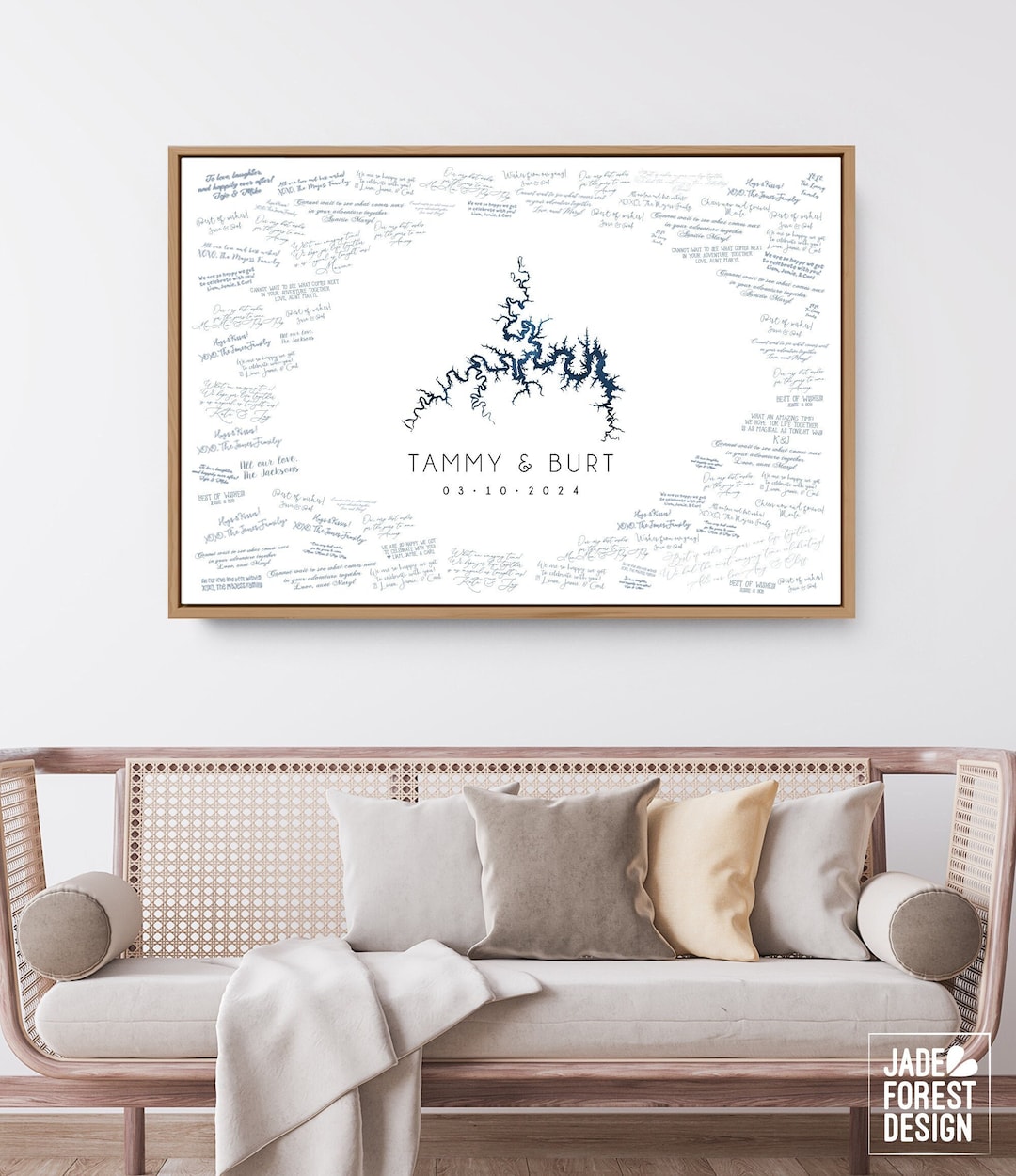 Lake Map Guest Book: Custom Navy Blue Watercolor Wedding Sign - Etsy