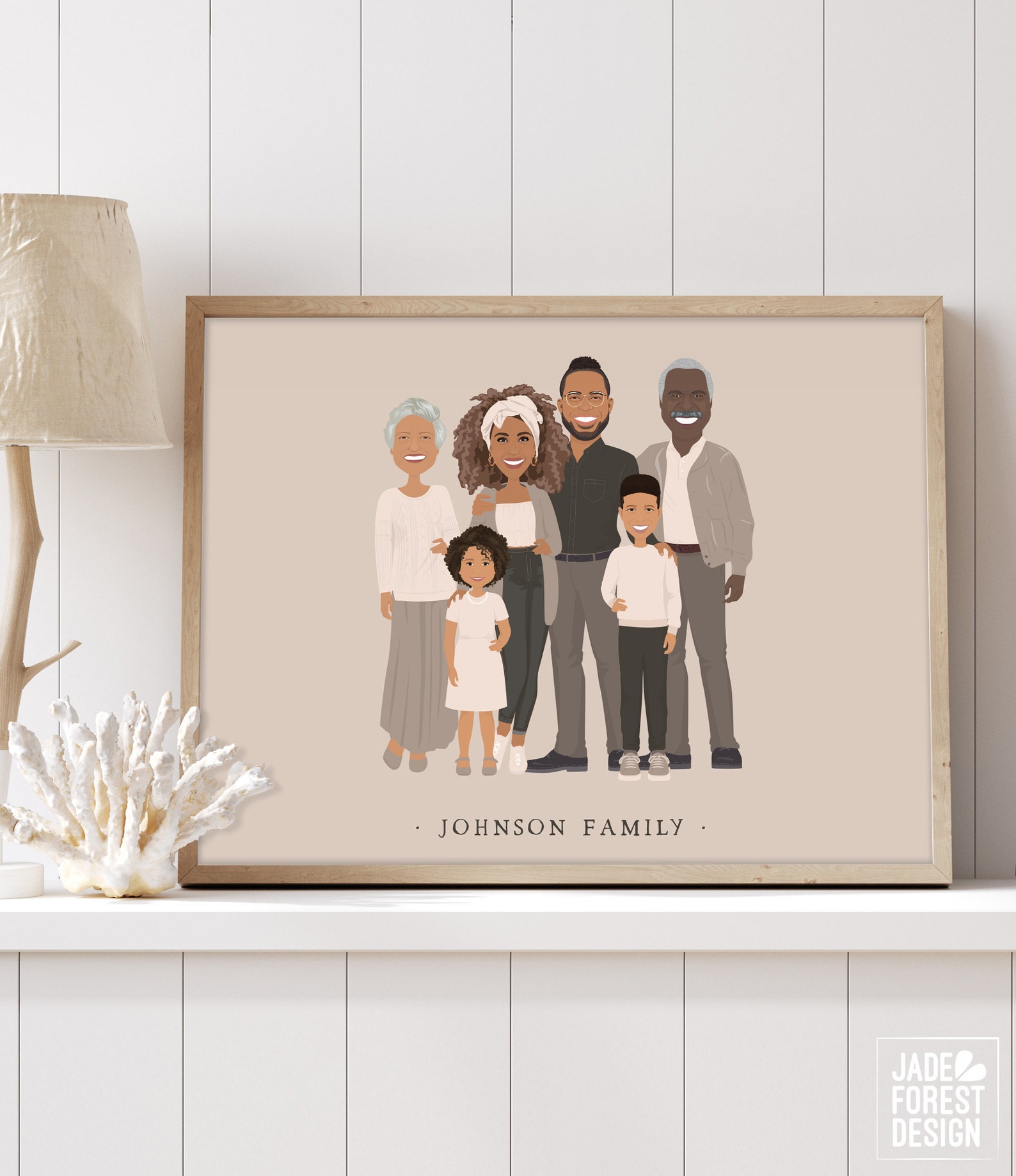 Custom Family Portrait With Children Personalized Family | Etsy UK