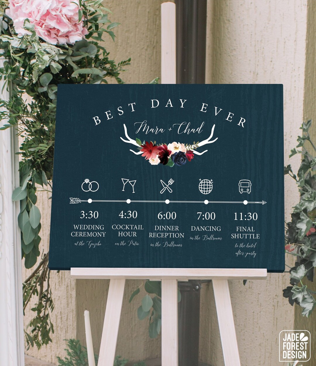 Rustic Schedule of Events Sign Wedding Agenda Burgundy Navy - Etsy