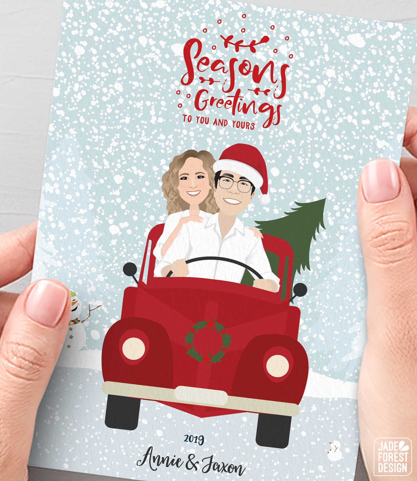 Custom Couple Portrait Christmas Card > Christmas Tree Truck Holiday ...