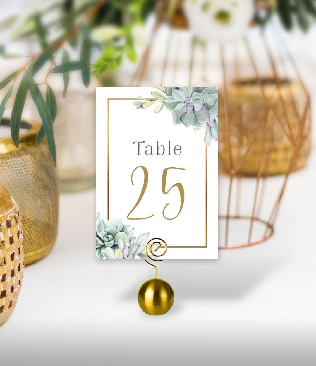 Succulent Table Numbers, Wedding Table Name for Gold Geometric Wedding ...