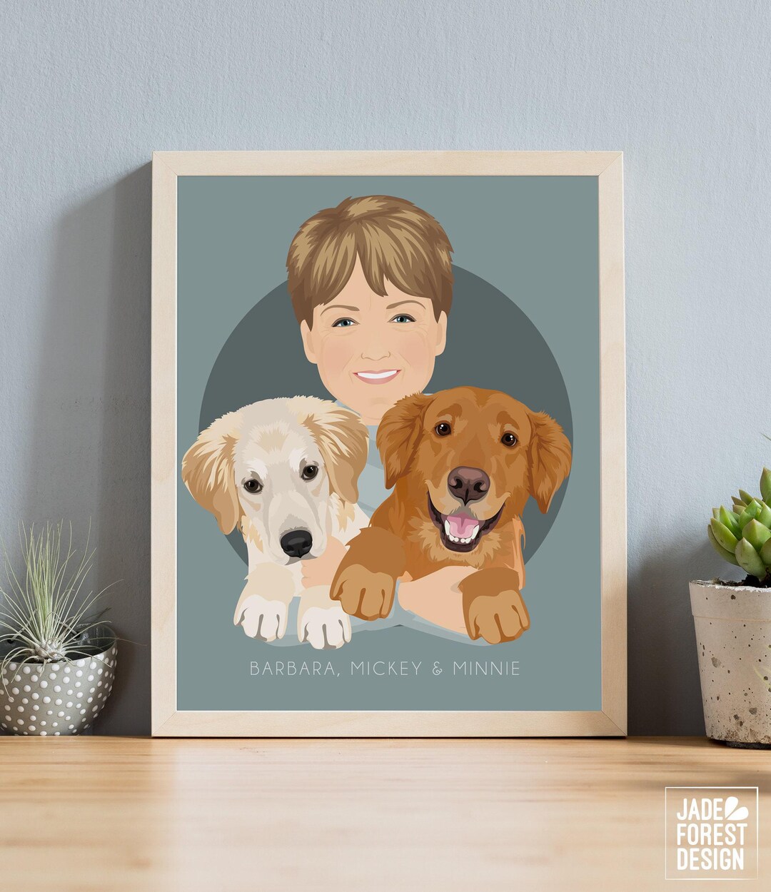 Custom Dog Mom Portrait - Personalized Cartoon Pet Drawing - Etsy