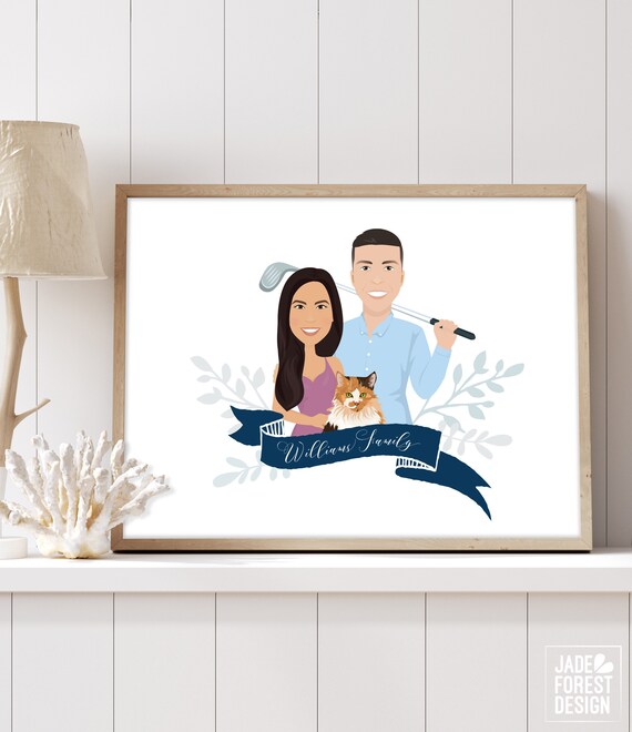 Custom portrait drawing Family portrait illustration with | Etsy