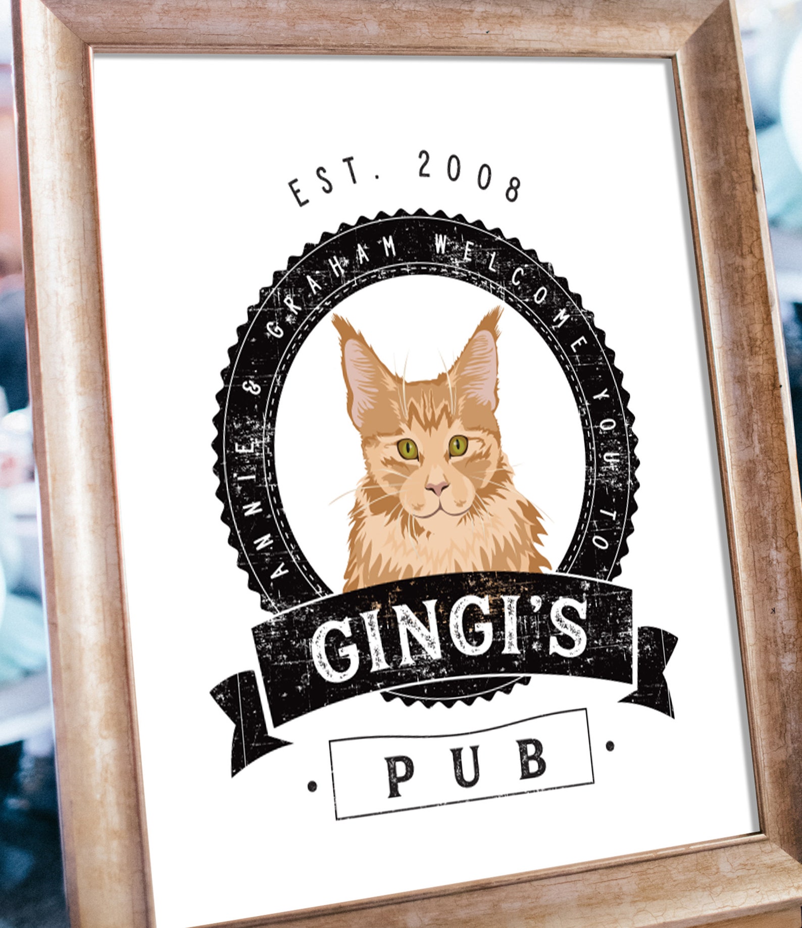 Pet Bar Sign for Wedding Custom Cat Portrait for Wedding - Etsy