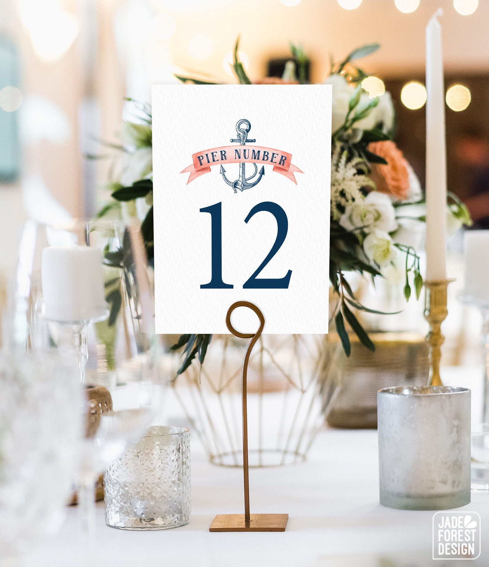 Nautical Table Numbers Coral Navy Blue Wedding Table Names - Etsy