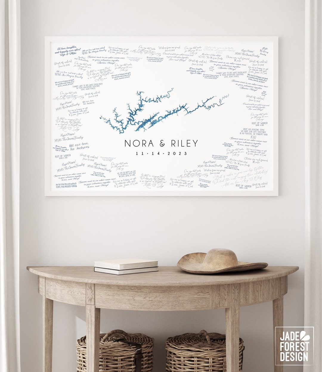 Wedding Guest Book: Lake Shape Design - Sapphire Blue Watercolor - Etsy
