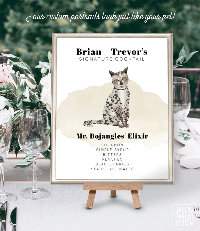 Signature Cocktail Sign Cat Portrait Custom Signature - Etsy